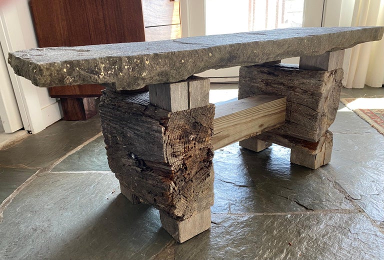 Stone with Reclaimed Rustic Base For Sale at 1stDibs