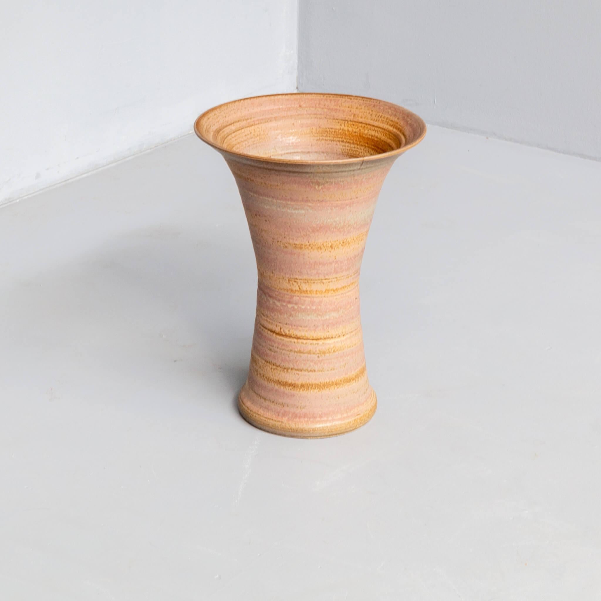 Stoneware Handmade Midcentury Vase Set/3 For Sale at 1stDibs