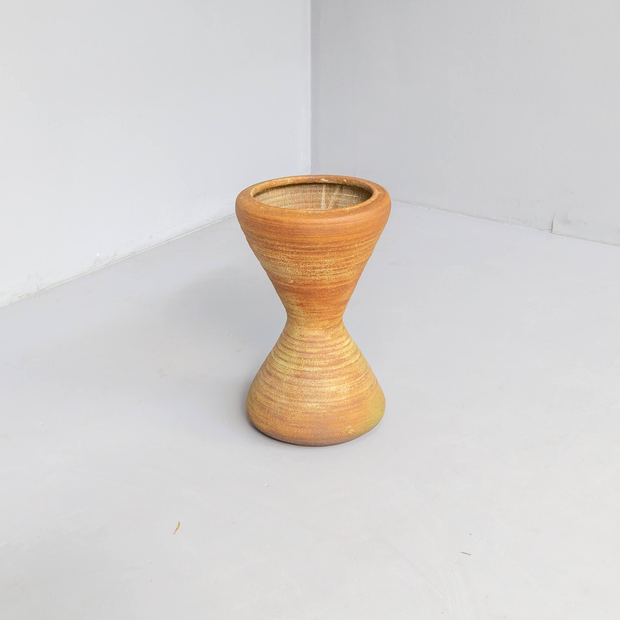 Stoneware Handmade Midcentury Vase Set/3 For Sale at 1stDibs