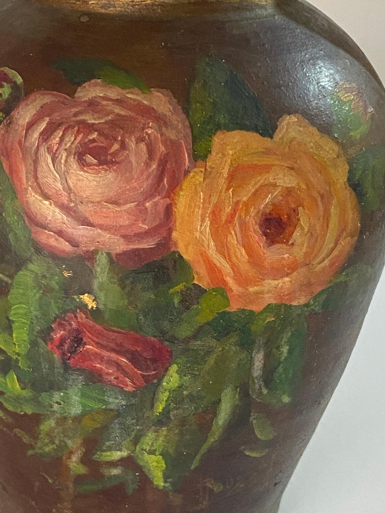 Stoneware Jug or Pitcher, Hand Painted, Flowers Decor Pattern, France ...