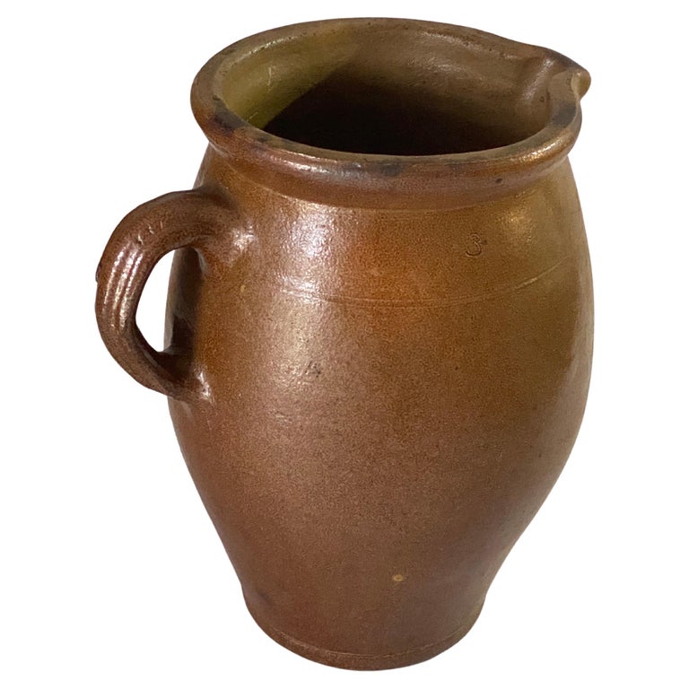 Stoneware Jug, Pitcher, beautiful Patina, from France circa 1960, brown ...
