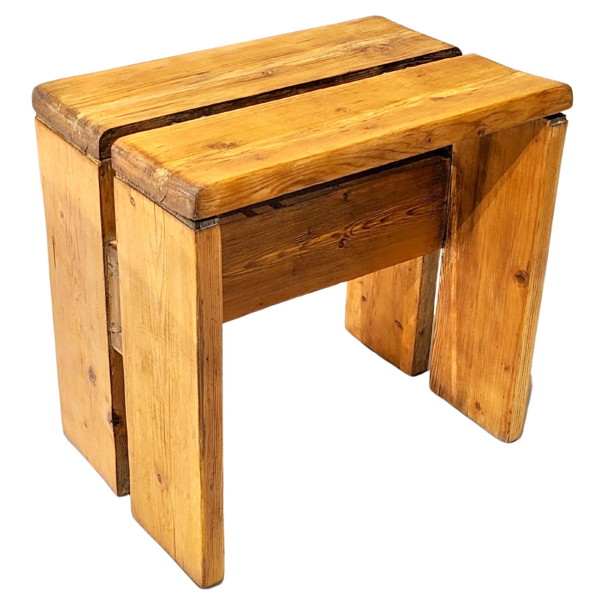 Pair of Four Legged Stools by Charlotte Perriand for Les Arcs For Sale ...