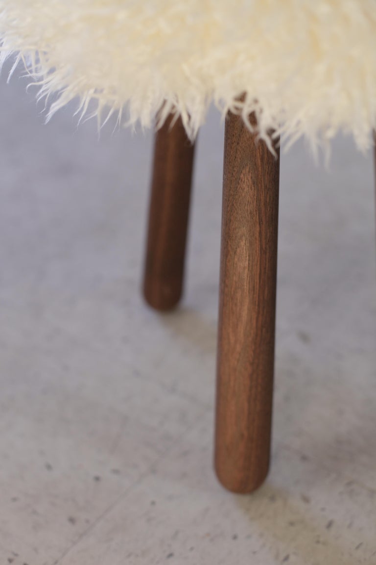 Stool in Shearling and Walnut by Boyd and Allister For Sale at 1stDibs