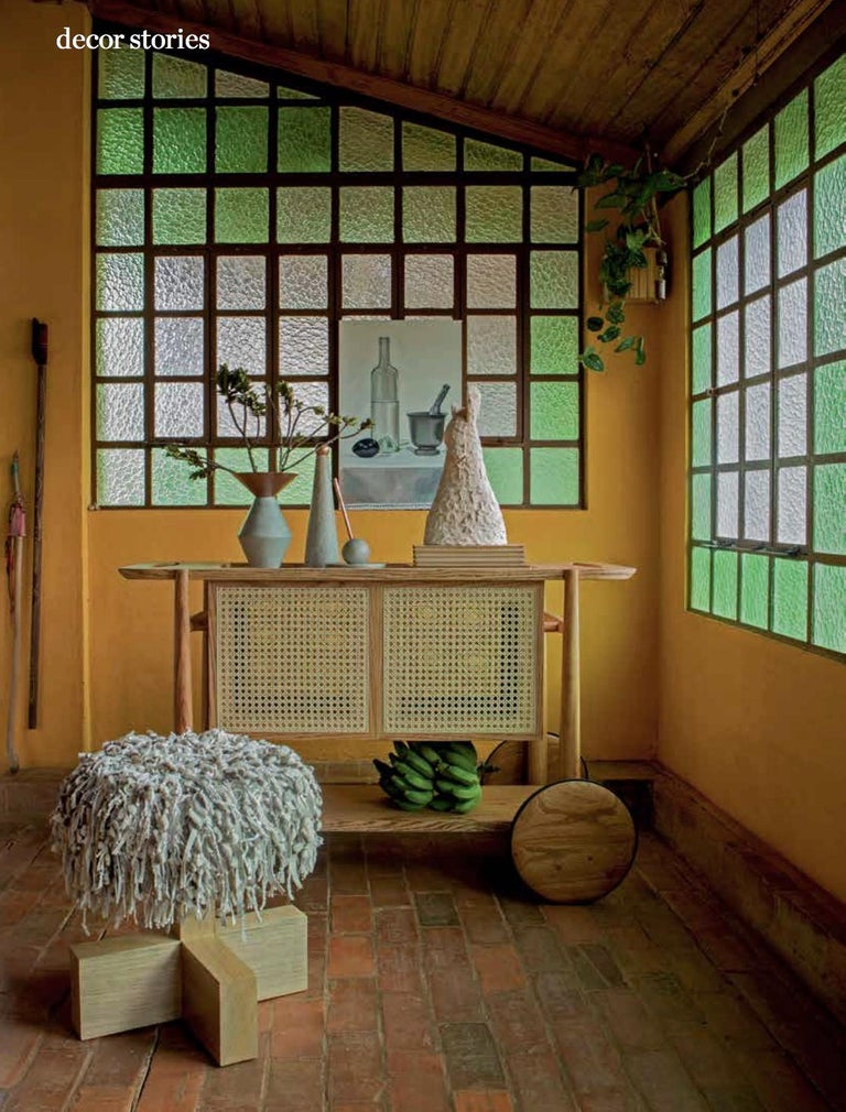 Stool in Solid Wood, with Textile Work in Wool, Silk and Leather by ...