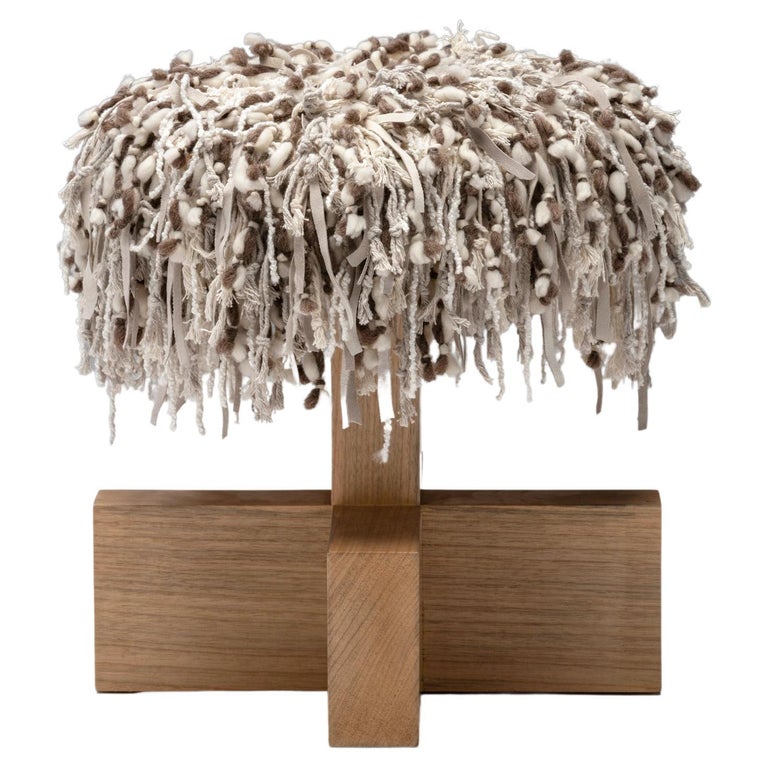 Stool in Solid Wood, with Textile Work in Wool, Silk and Leather by ...