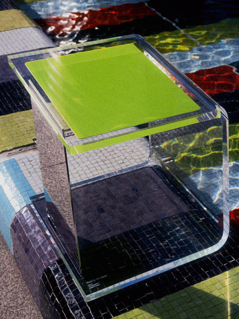 Stool Neo S in Acid Green, Acrylic Glass and Stainless Steel For Sale ...