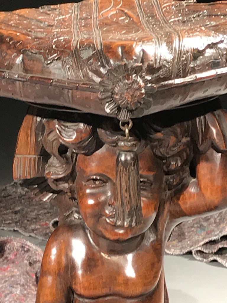 Stool, Walnut, Venetian, Putti, Cherub, Amorini, Grotto, Baroque For ...