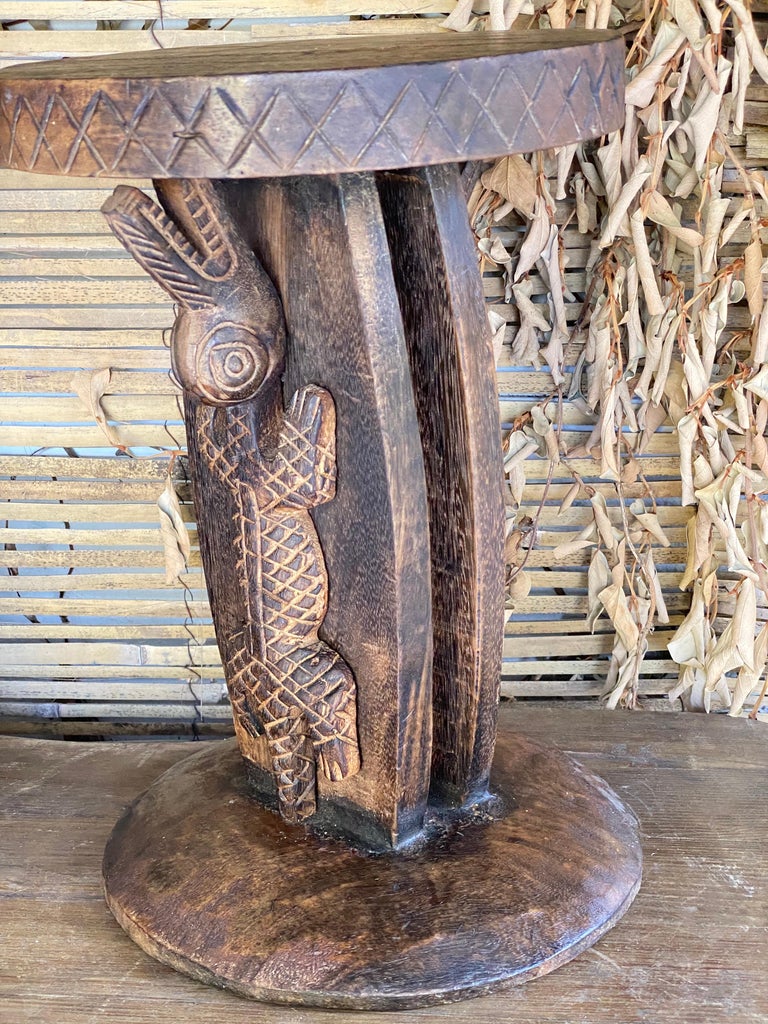 Stools in Wood with Carved Details, African Style Vintage, Set of 2 at ...