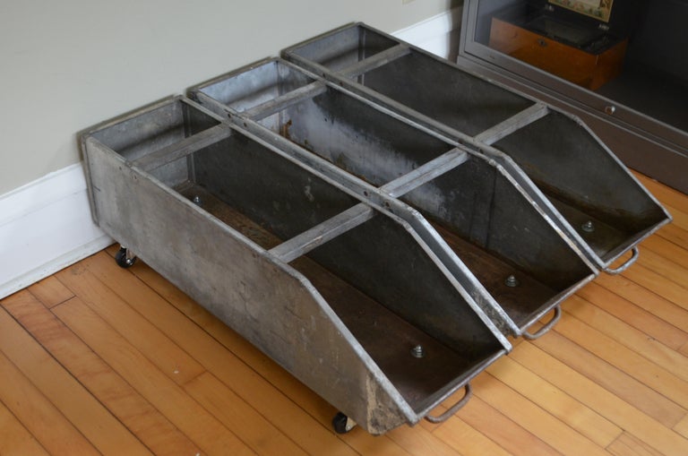 Storage Bins on Wheels from Wonder Bread Bakery, Industrial Steel, Set ...