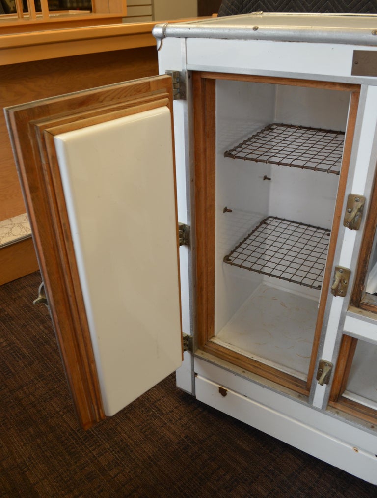 Storage Cabinet, Home Bar on Wheels from White Porcelain Ice Box, circa ...