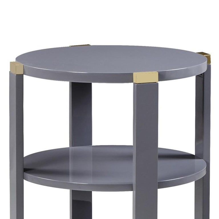 Storm Grey Lacquered Side Table at 1stDibs