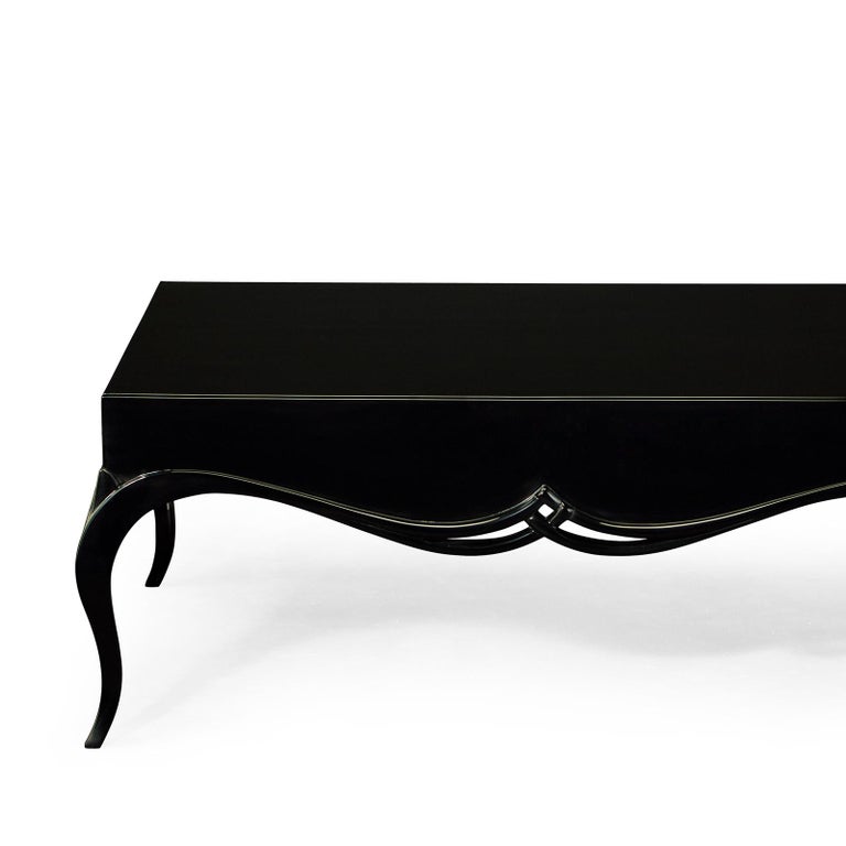 Stormy Coffee Table or Nightstand in Black Veneered Solid Mahogany For ...