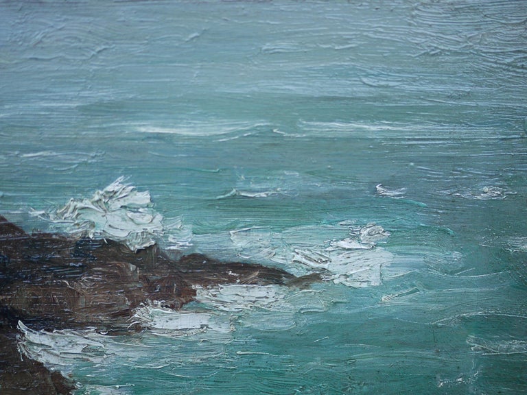 Stormy Sea French Oil on Canvas, Yvonne Letourneux For Sale at 1stDibs