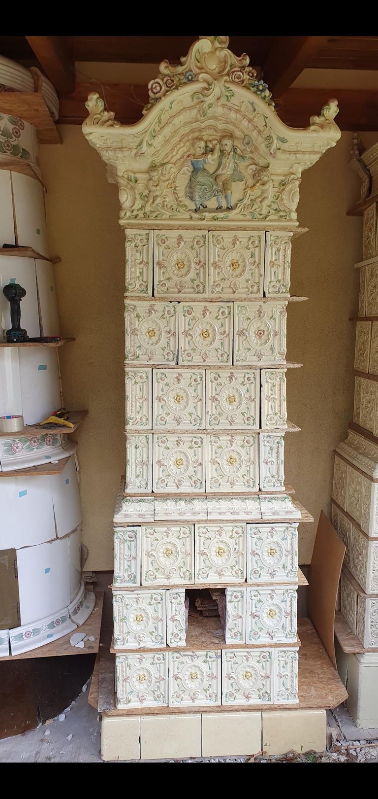 Cooker tiles from tiled cooker Meissen For Sale at 1stDibs