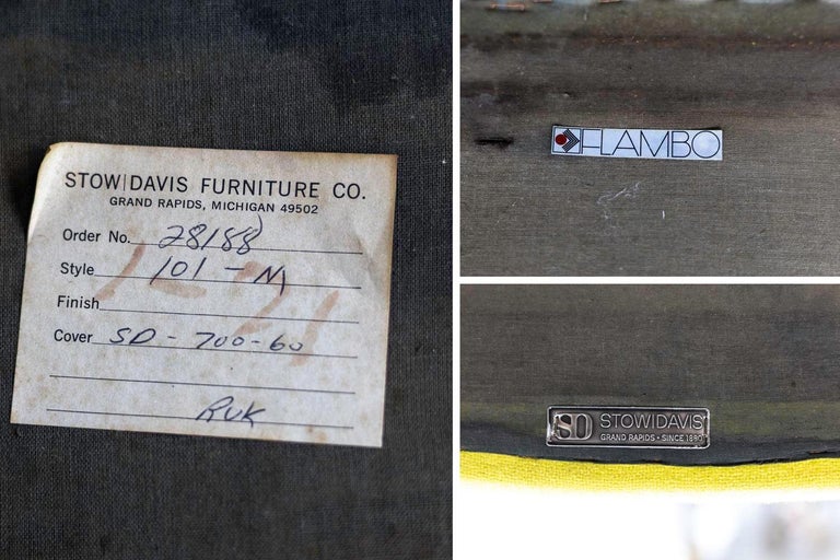 Stow Davis, Armchair in Chromed Metal and Yellow Fabric, 1980s at 1stDibs