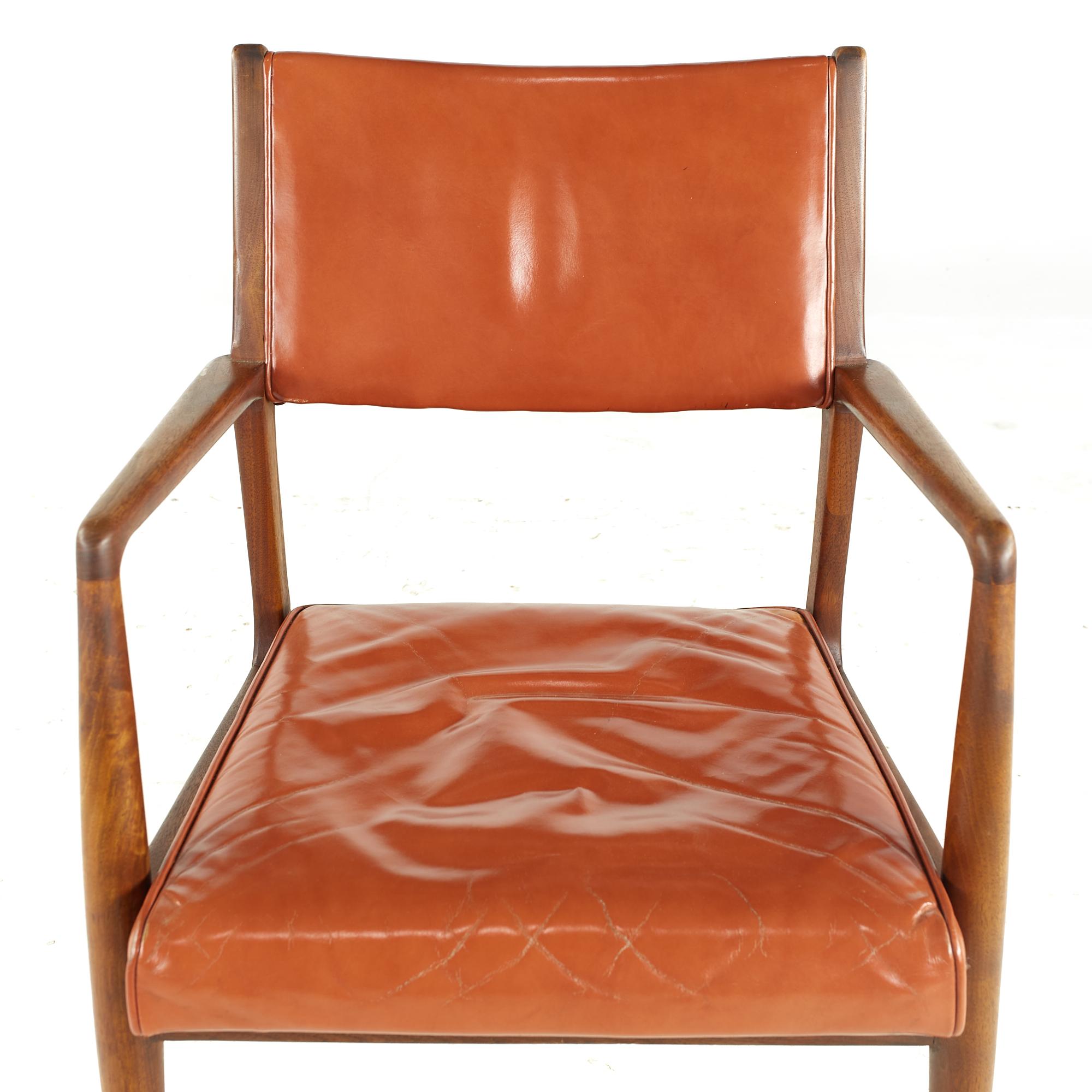 Stow Davis Midcentury Walnut and Brass Lounge Chair, Pair For Sale at ...