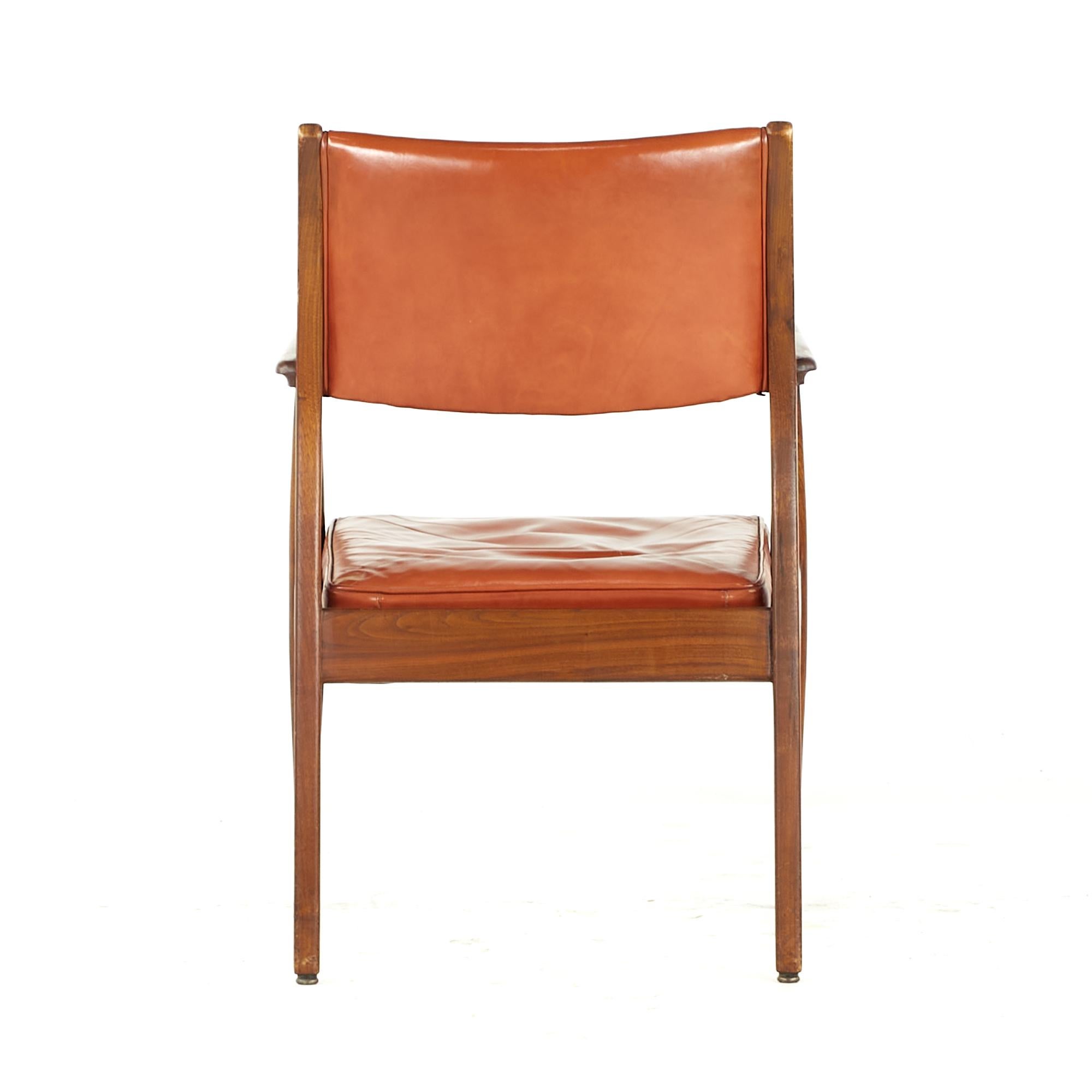 Stow Davis Midcentury Walnut and Brass Lounge Chair, Pair For Sale at ...