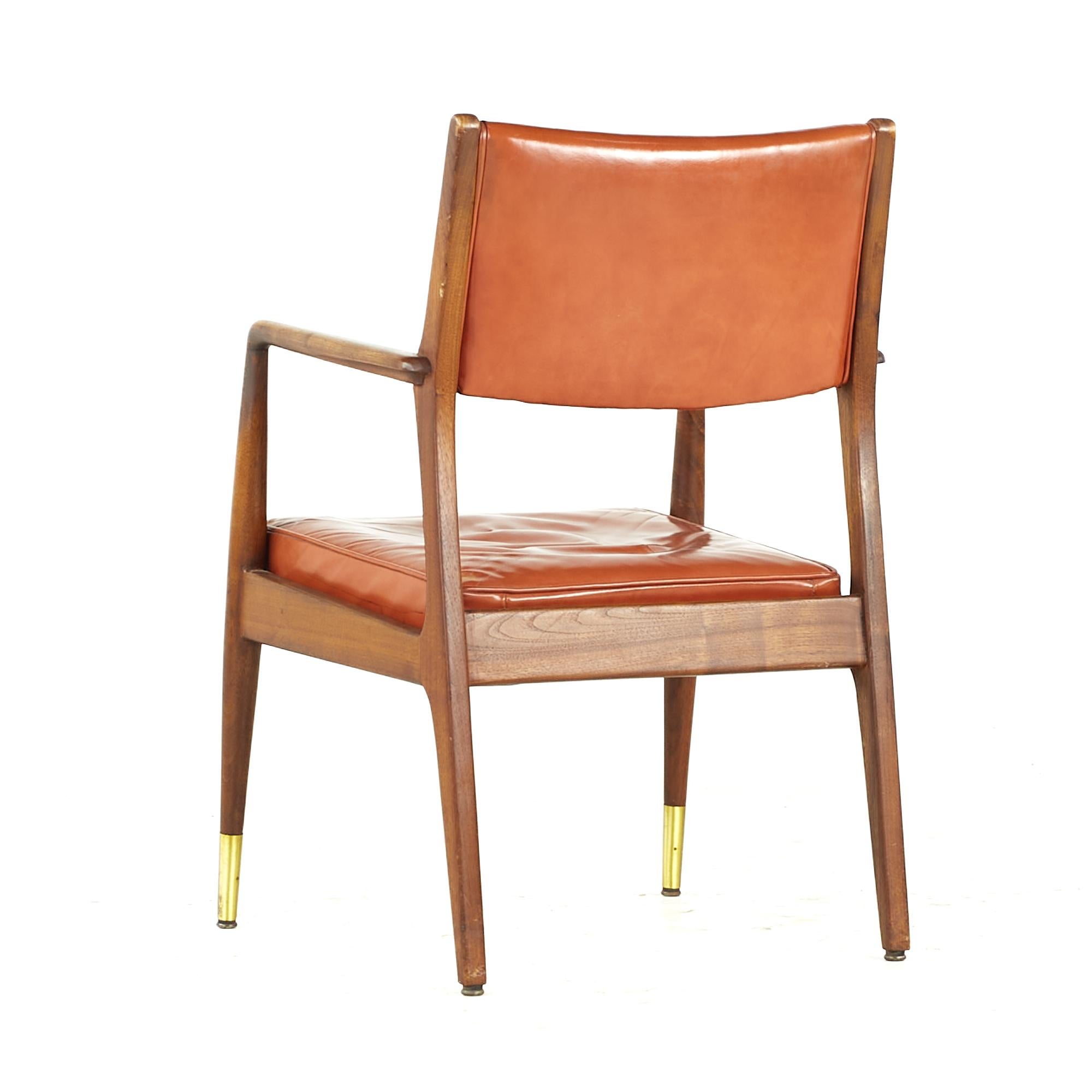Stow Davis Midcentury Walnut and Brass Lounge Chair, Pair For Sale at ...