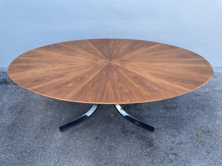 Stow Davis Walnut Starburst and Steel Dining Table / Desk For Sale at ...