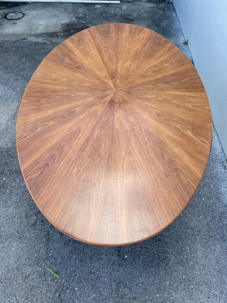 Stow Davis Walnut Starburst and Steel Dining Table / Desk For Sale at ...