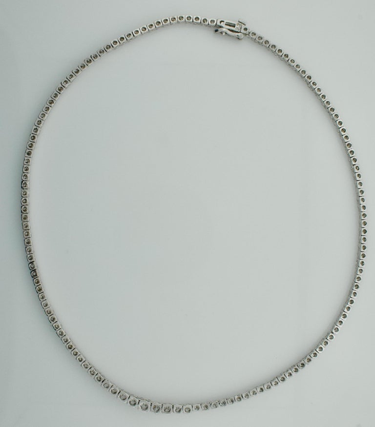 Straight Line Rivie re Diamond Necklace 6.00 Carat in White Gold For ...