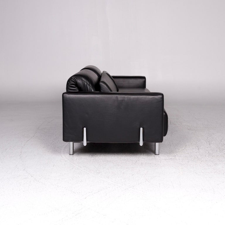 Strasses Matteo Leather Sofa Black Two-Seat Relax Function Couch at ...