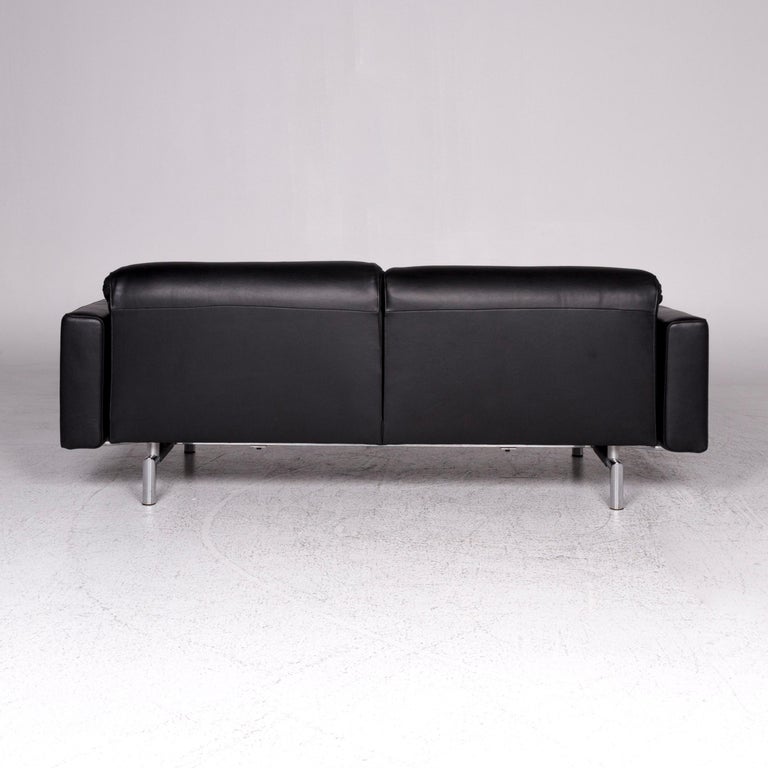 Strasses Matteo Leather Sofa Black Two-Seat Relax Function Couch at ...
