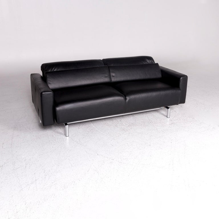 Strasses Matteo Leather Sofa Black Two-Seat Relax Function Couch at ...