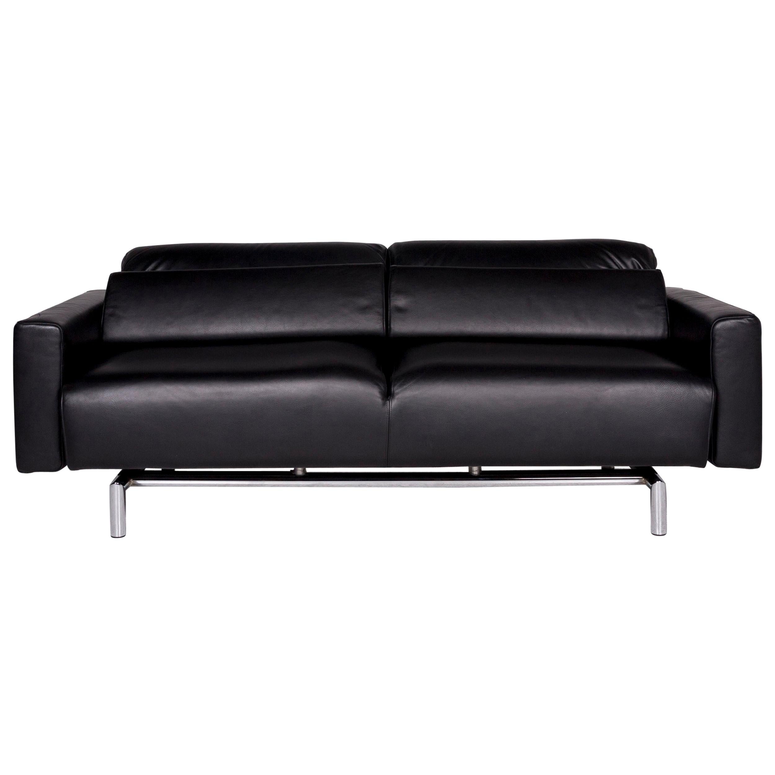 Strasses Matteo Leather Sofa Black Two-Seat Relax Function Couch at ...