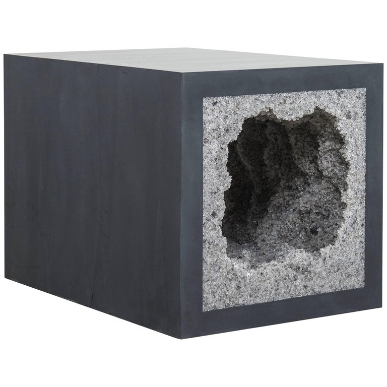 Strata 4 Side Table, Black Cement and Grey Rock Salt by Fernando ...