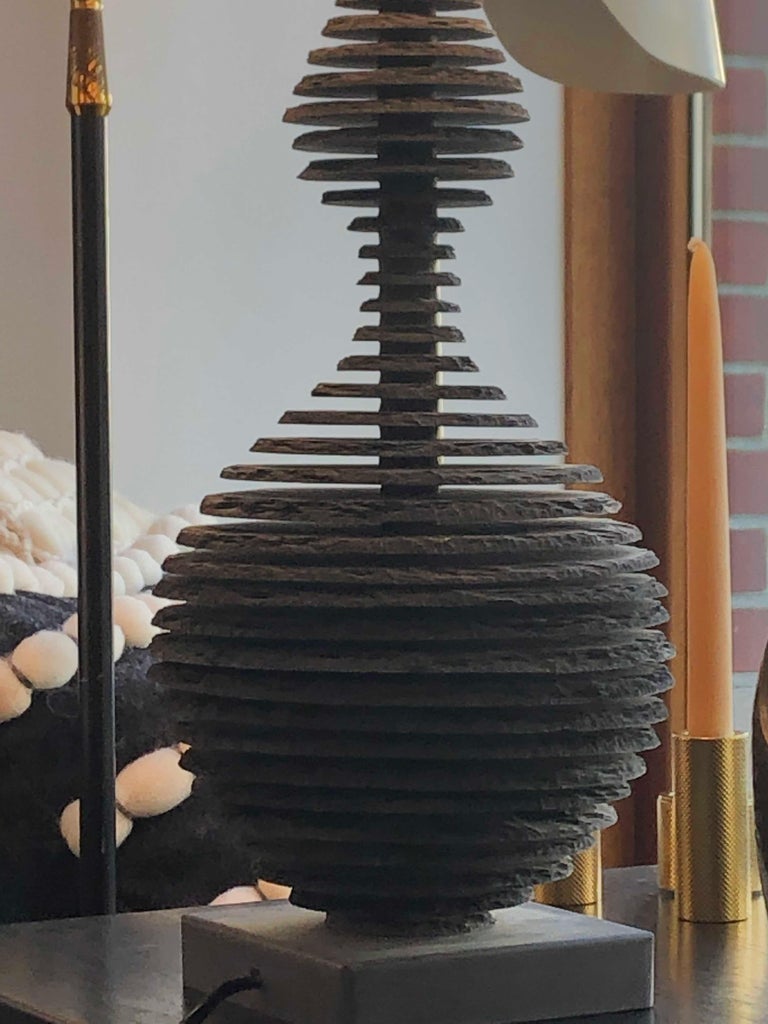 "Strata" Slate Tall Double Sphere Lamp For Sale at 1stDibs