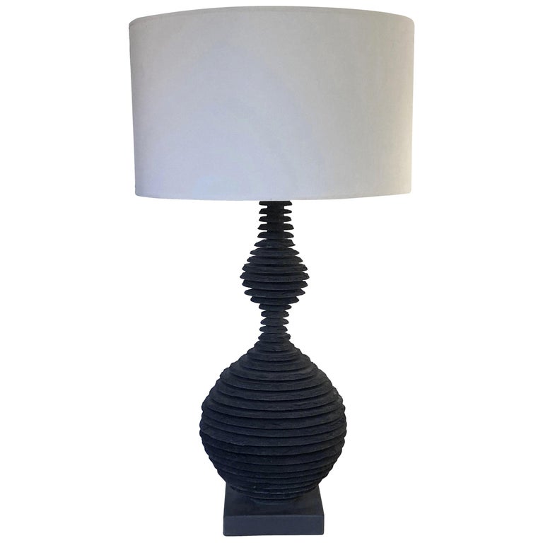 "Strata" Slate Tall Double Sphere Lamp For Sale at 1stDibs