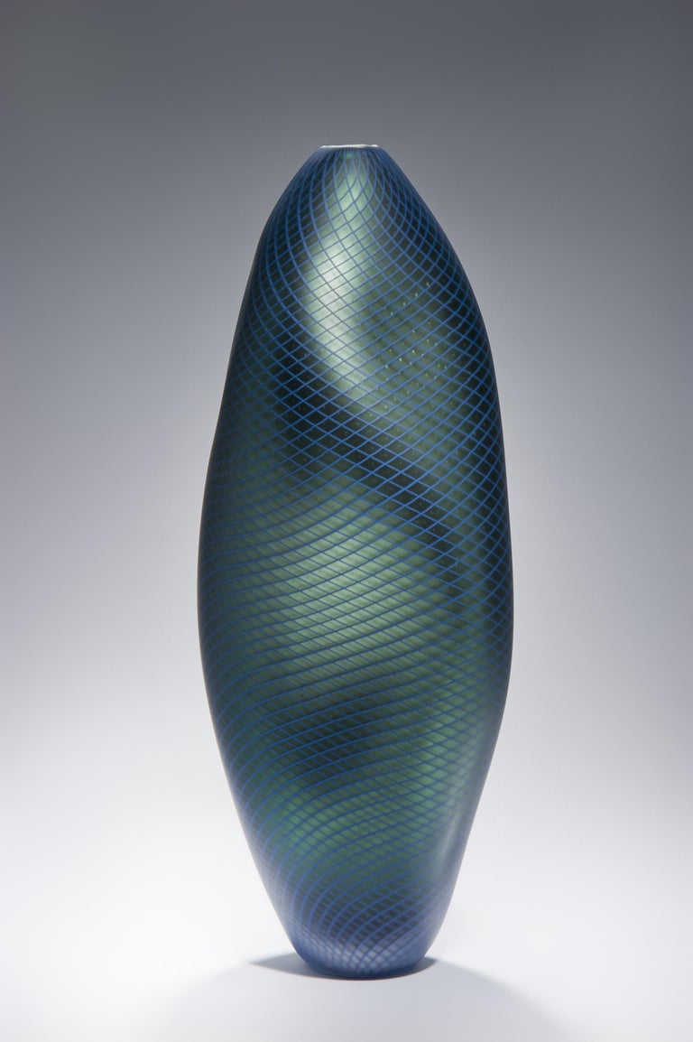 Stratiform Ferro Reticello 001, a unique glass sculpture in teal by ...