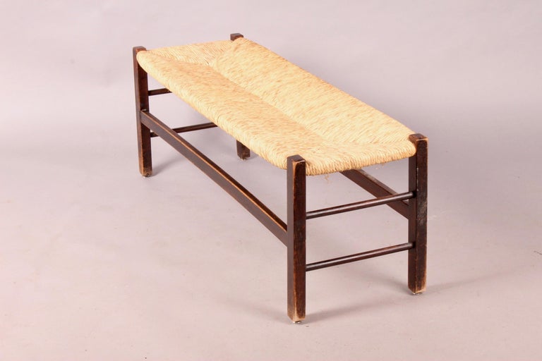 Straw and Wood Bench For Sale at 1stDibs
