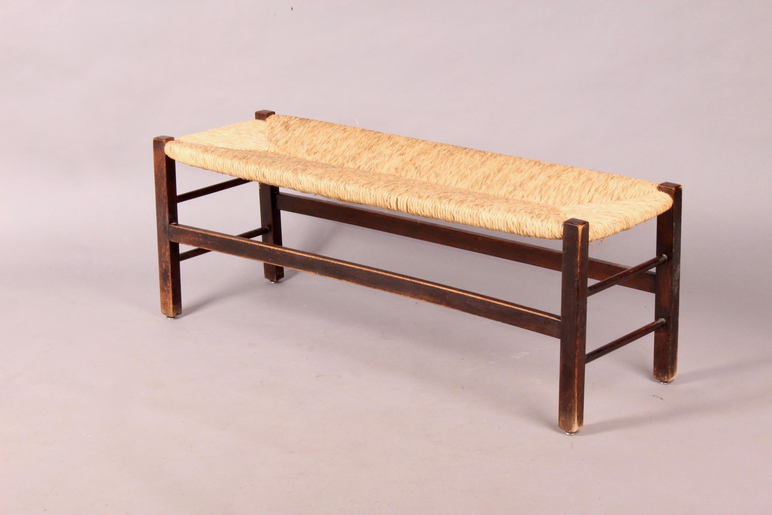 Straw and Wood Bench For Sale at 1stDibs | straw bench, straw seat bench