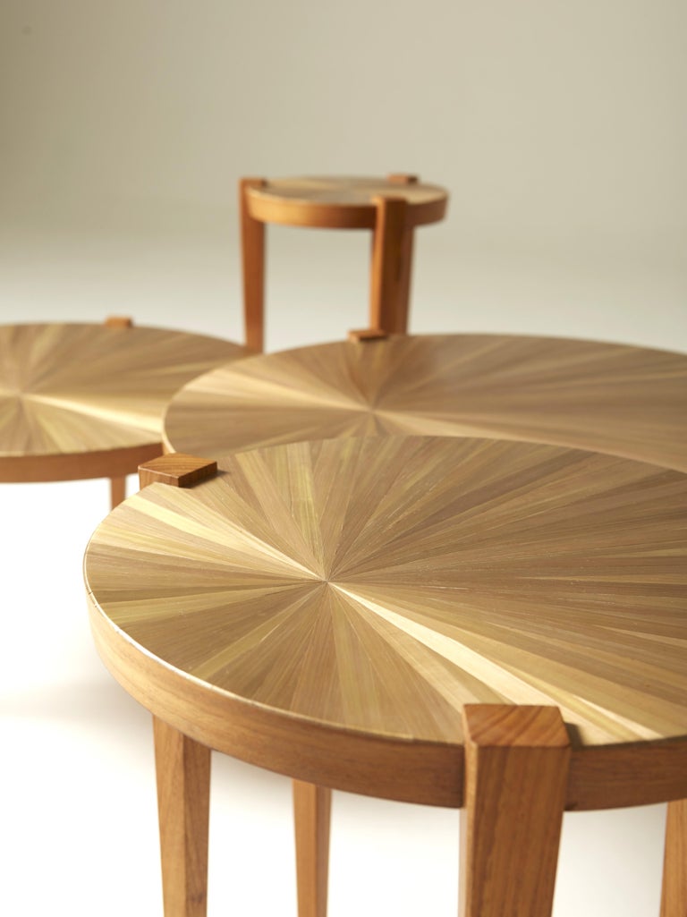 Straw marquetry nesting tables For Sale at 1stDibs