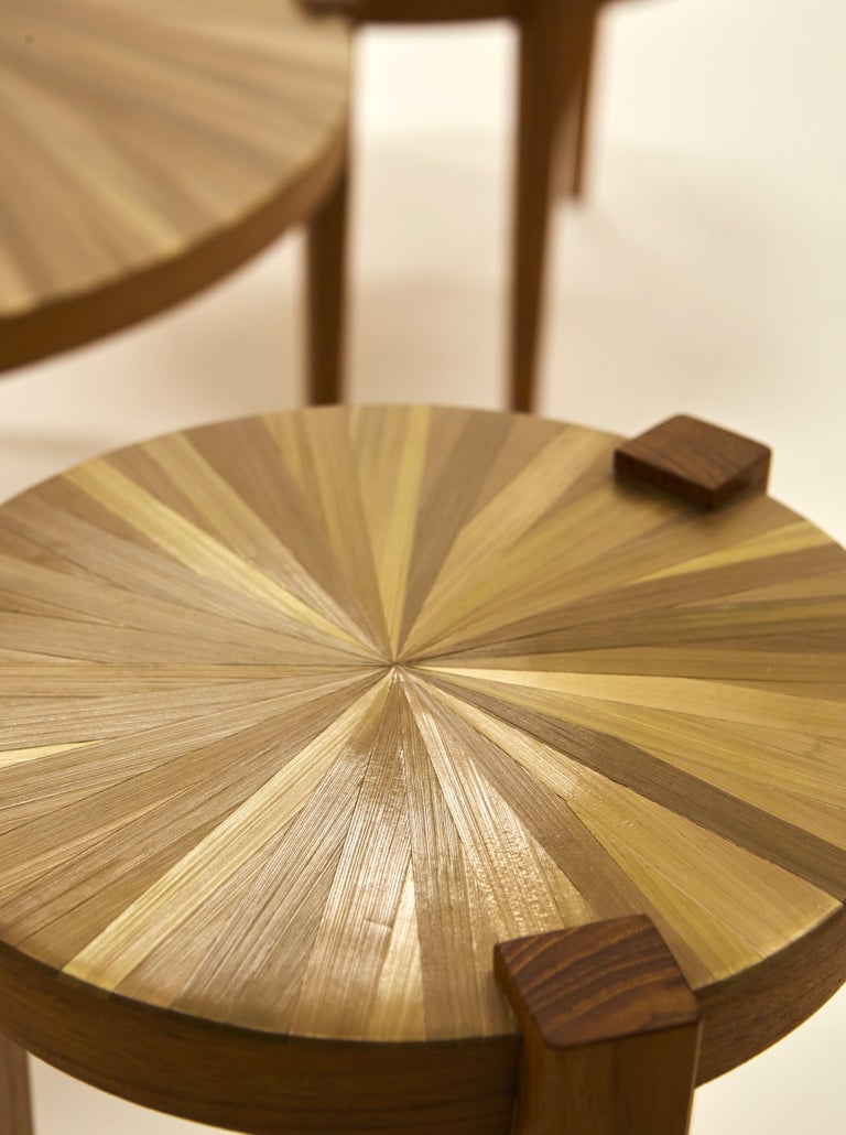 Straw marquetry nesting tables For Sale at 1stDibs