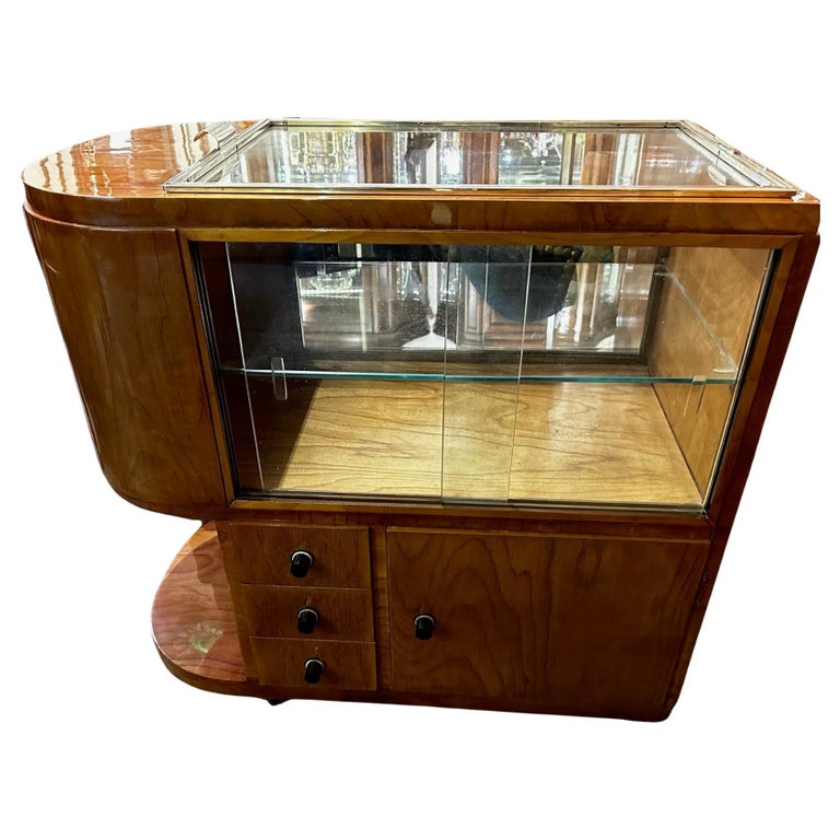 Streamline Art Deco Fitted Bar and Serving Cart For Sale at 1stDibs