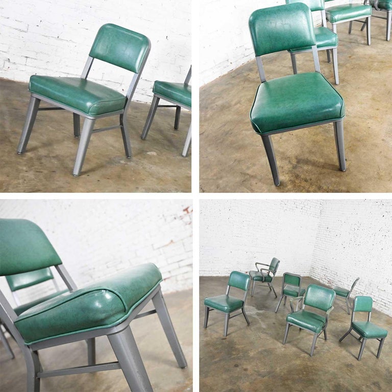 Streamline Industrial Metal and Green Vinyl Faux Leather Dining Chairs ...