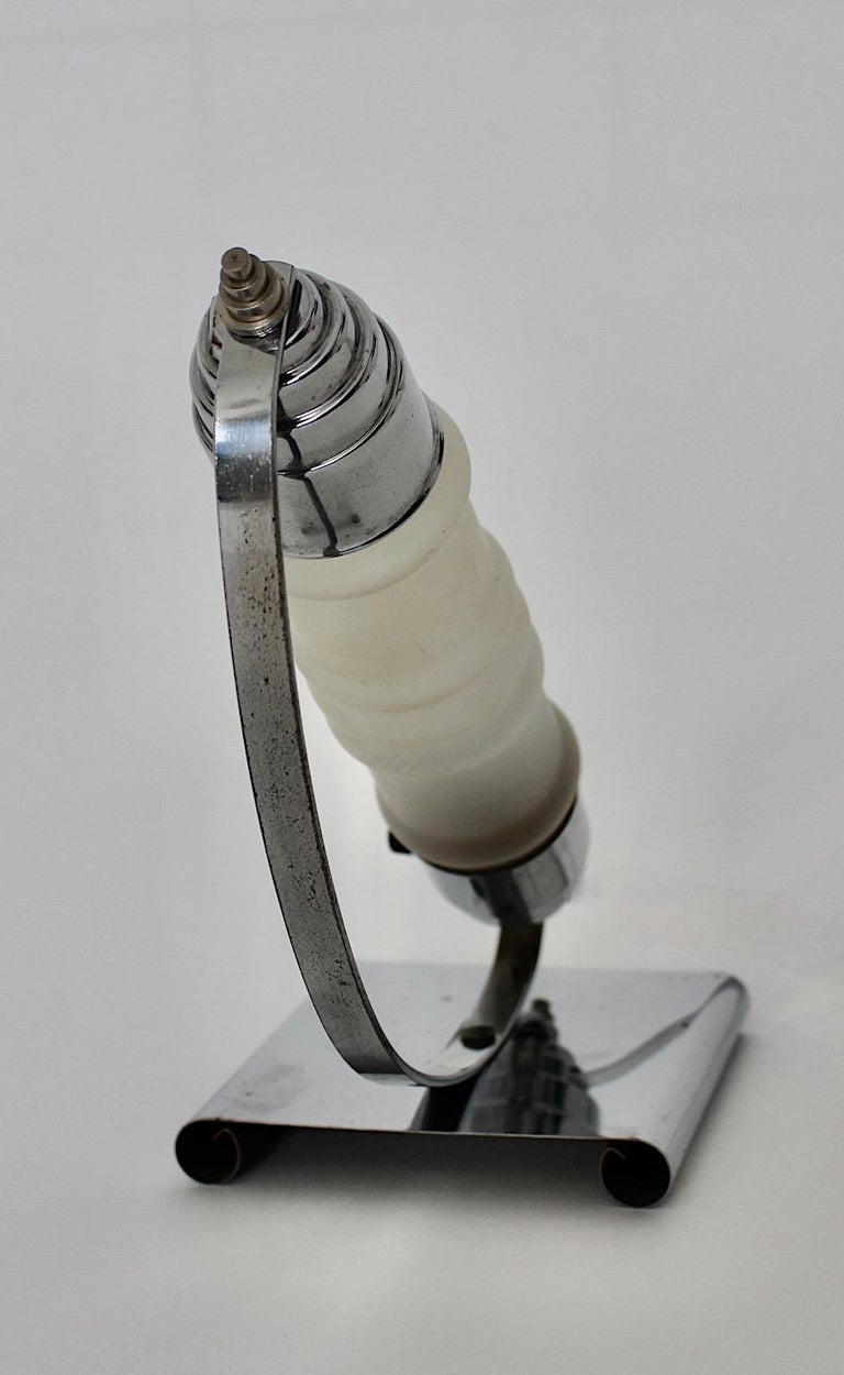 Streamline Moderne Art Deco Chromed Metal Vintage Table Lamp 1930 Czech ...