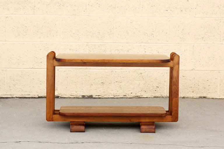 Streamline Moderne Oak Side Table in the Style of Gilbert Rohde at 1stDibs