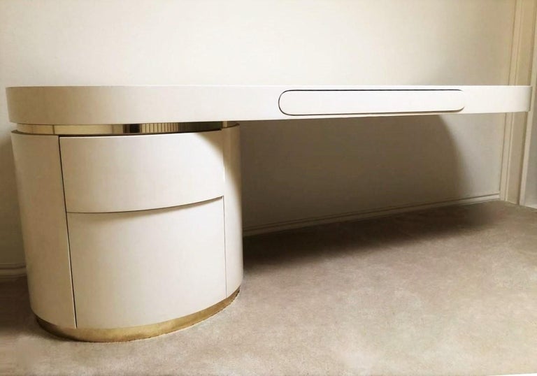 Streamlined "Ponte" Single Pedestal Lacquered Desk Designed by J. Wade ...