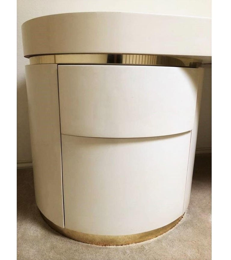 Streamlined "Ponte" Single Pedestal Lacquered Desk Designed by J. Wade ...