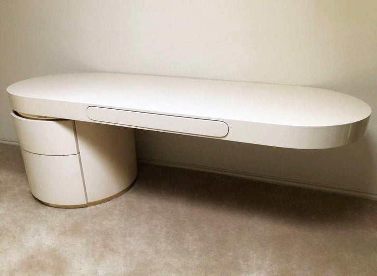 Streamlined "Ponte" Single Pedestal Lacquered Desk Designed by J. Wade ...