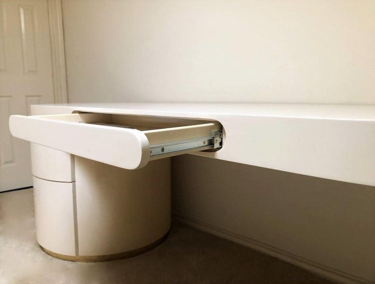 Streamlined "Ponte" Single Pedestal Lacquered Desk Designed by J. Wade ...