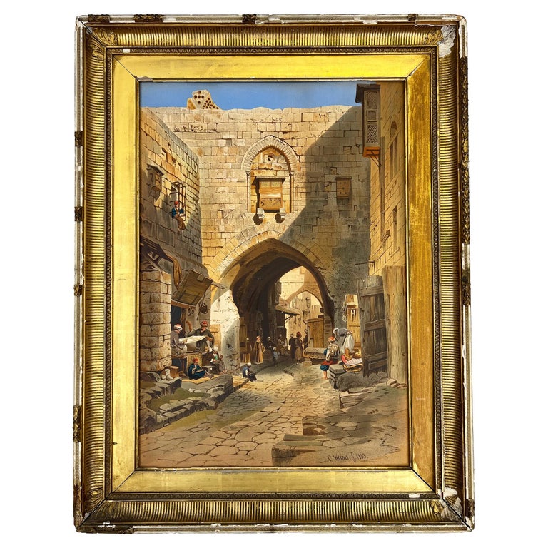 Street of David, Jerusalem, Watercolour on Card, Carl Friedrich ...