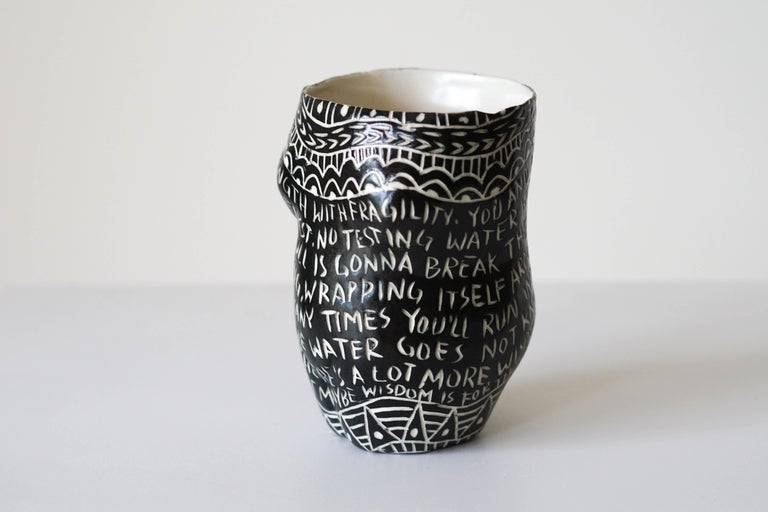 “Strength with Fragility..” Porcelain Cup with Sgraffito Detailing at ...