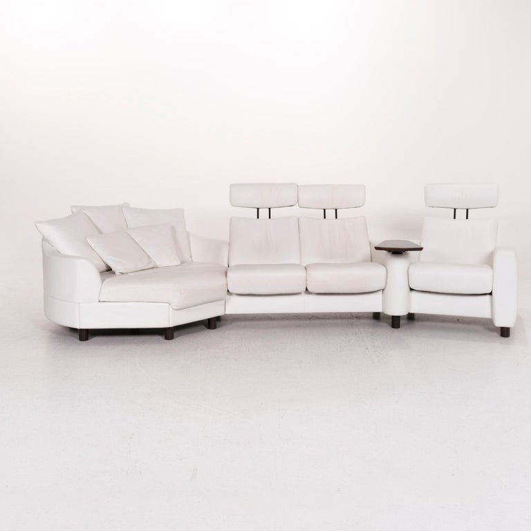 Stressless Arion Leather Corner Sofa White Function Couch at 1stDibs