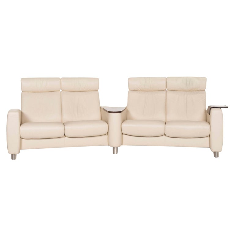 Stressless Arion Leather Sofa Cream Four Seater Home Cinema Sofa ...