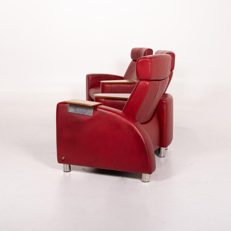Stressless Arion Leather Sofa Red Four-Seat Home Theater Relaxation ...